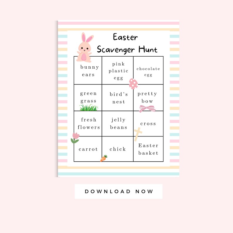 Printable Easter Bunny Letter for Kids Striped, Easter Scavenger Hunt ...