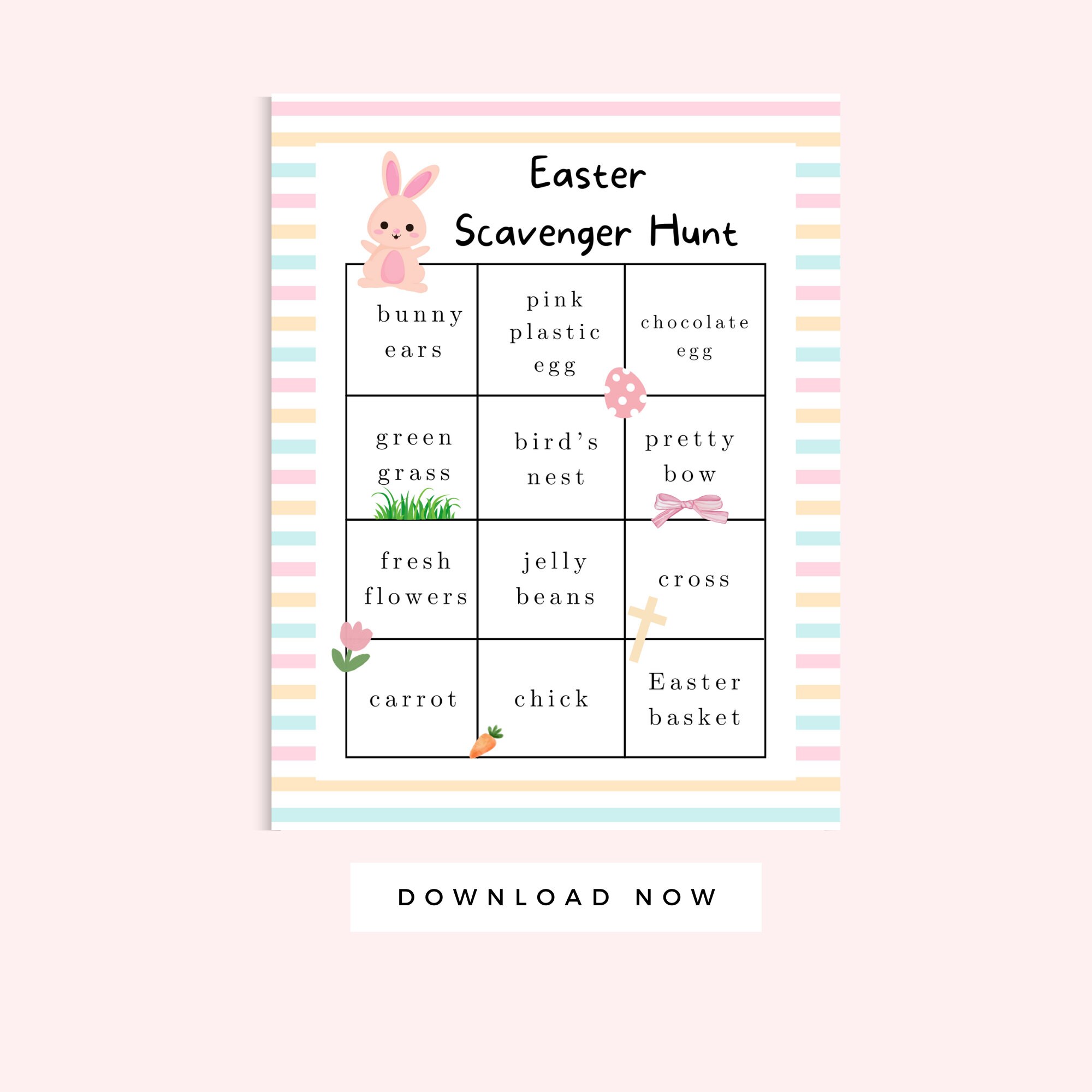 Printable Easter Bunny Letter for Kids Striped, Easter Scavenger Hunt ...
