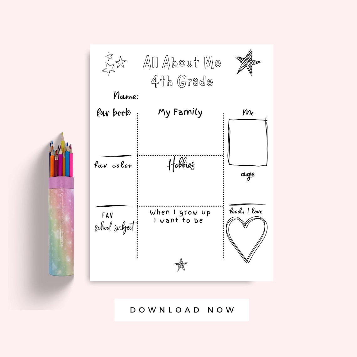 All About Me 4th Grade Printable Worksheet, Fourth Grade Classroom All ...