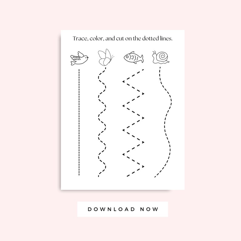 Preschool Scissor Skills Printable Worksheet Black and White Animals ...