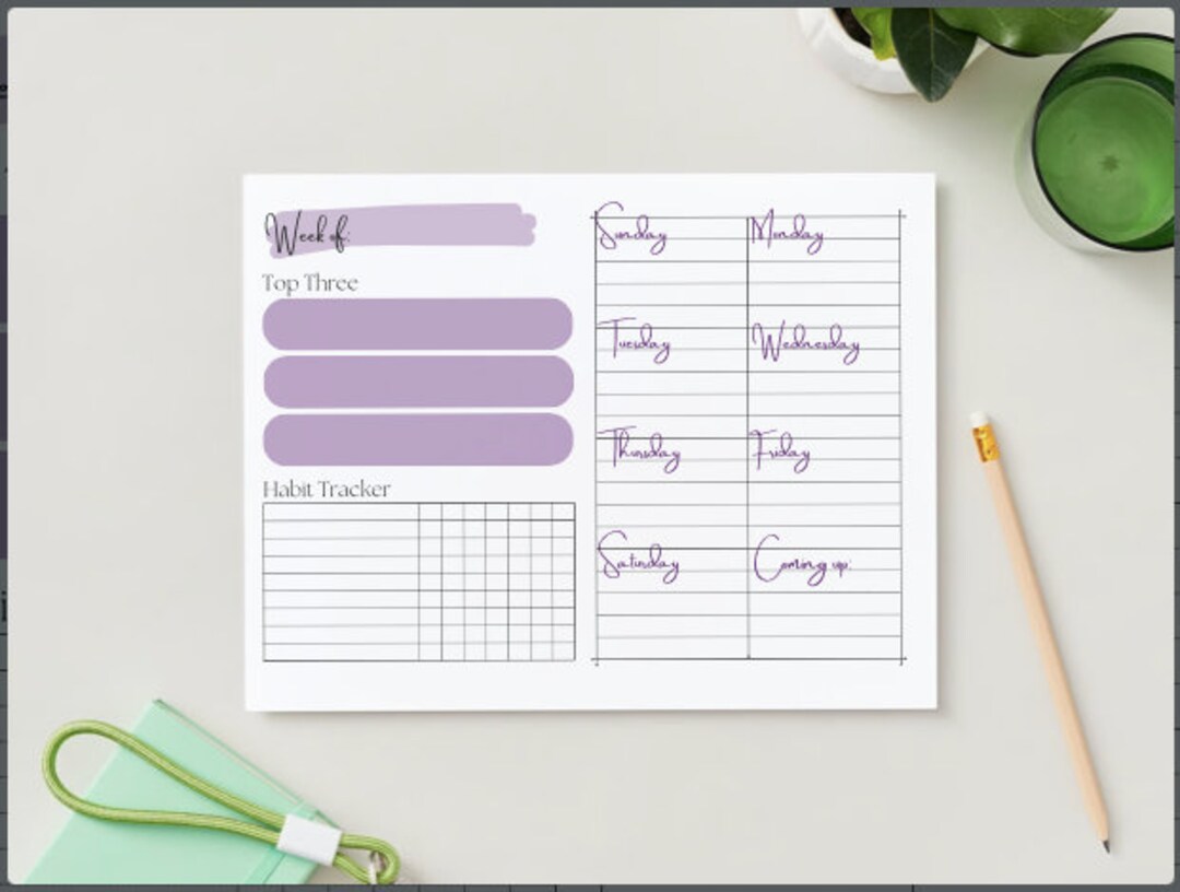 Weekly Planner - Printable - Etsy