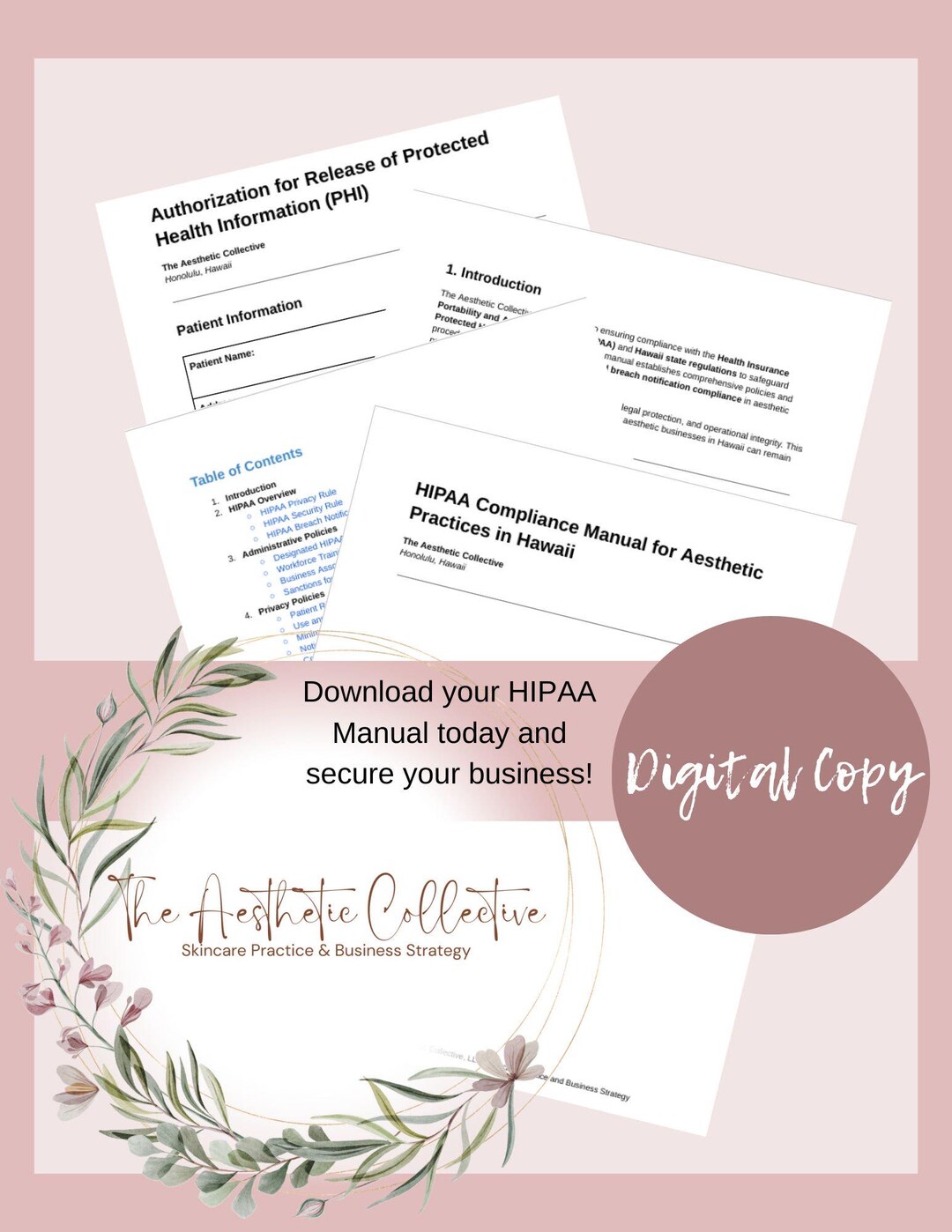 HIPAA Compliance Manual for Aesthetic Practices in Hawaii - Etsy