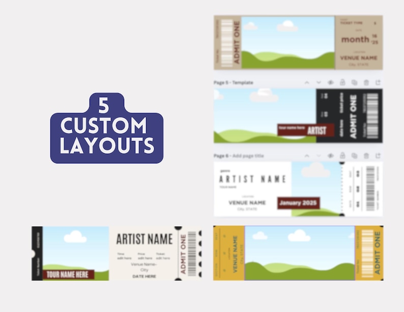 Concert Ticket Templates- Customize With Canva! - Etsy