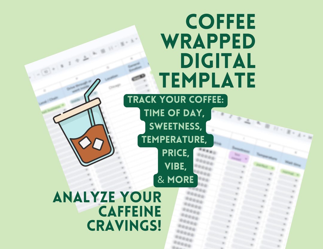 Coffee Wrapped Spreadsheet Template- Track Your Caffeine Craving! - Etsy
