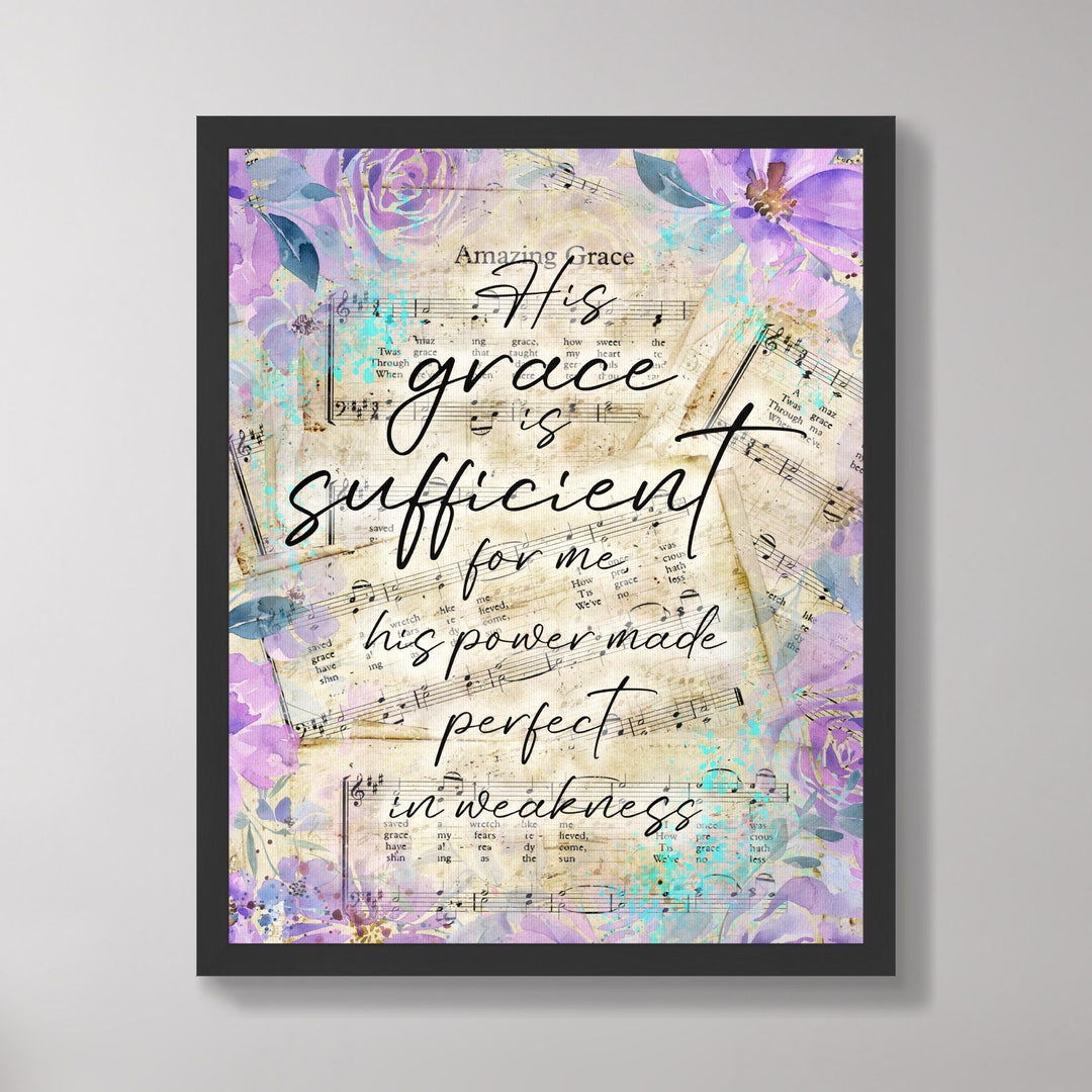 Scripture Decor Bible Verse His Grace is Sufficient Wall Art Christian ...