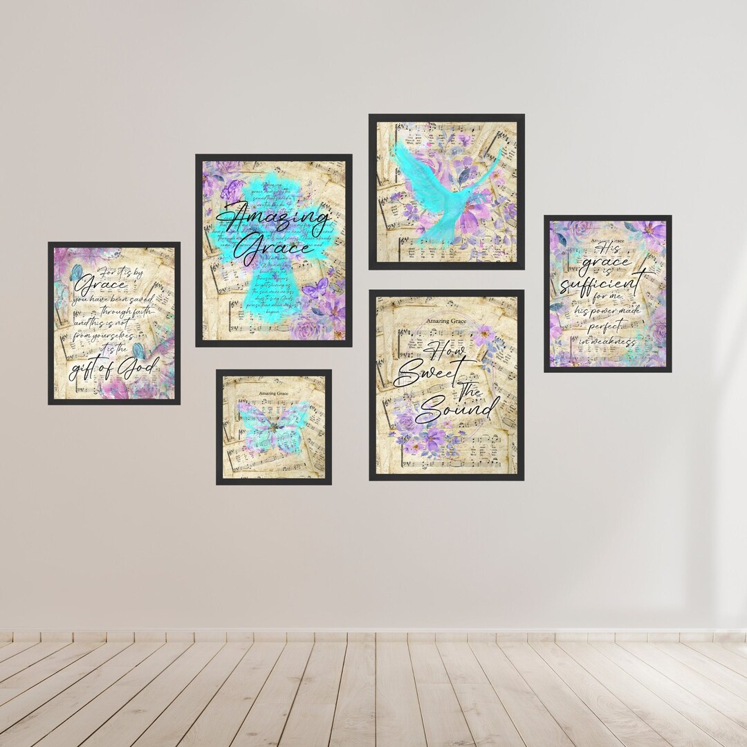 Wall Art Set of 6 Prints Amazing Grace Decor Christian Wall - Etsy