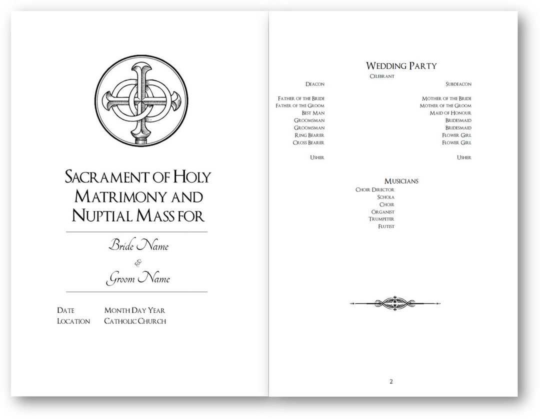 Marriage Crucifix, Nuptial Mass and Sacrament of Matrimony Booklet ...