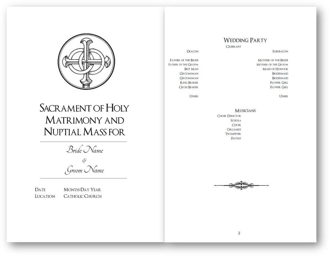 Nuptial Mass and Sacrament of Matrimony Booklet (traditional Latin Mass ...