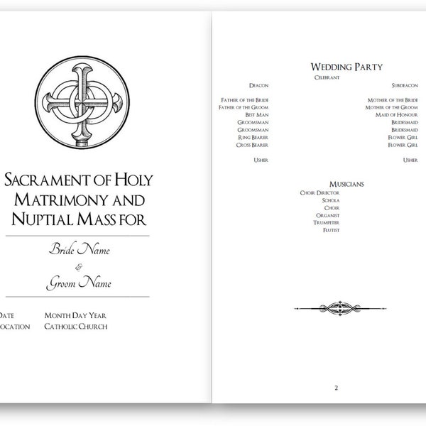 Wedding Booklet Mass - Etsy UK