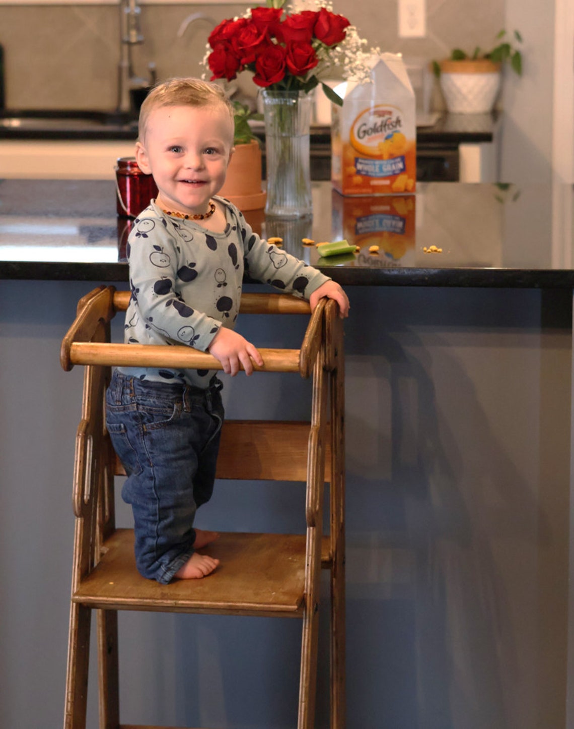 Adjustable Height Helper Tower Foldable Kitchen Tower Learning Tower ...