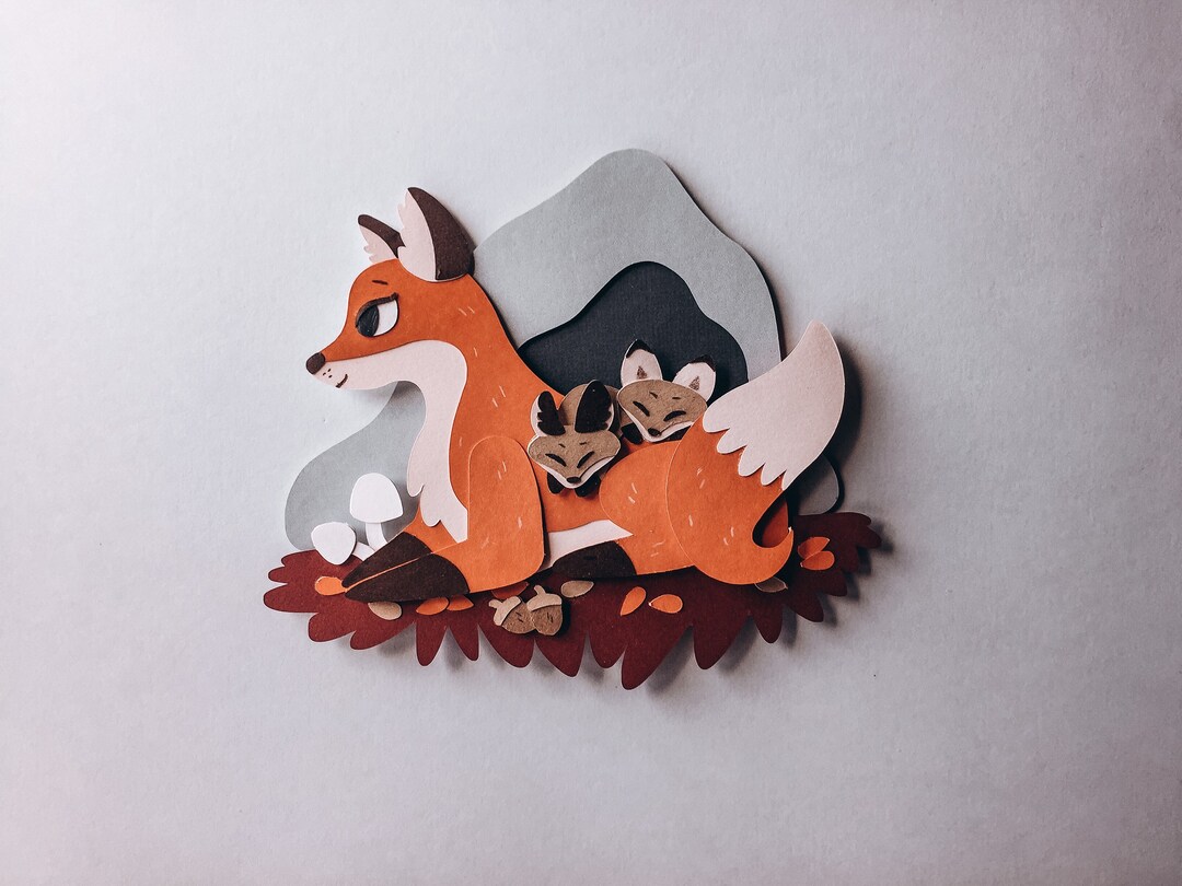 Fox Svg | Fall Shadow Box SVG | Fox Shadow Box Template for Adults | 3D ...
