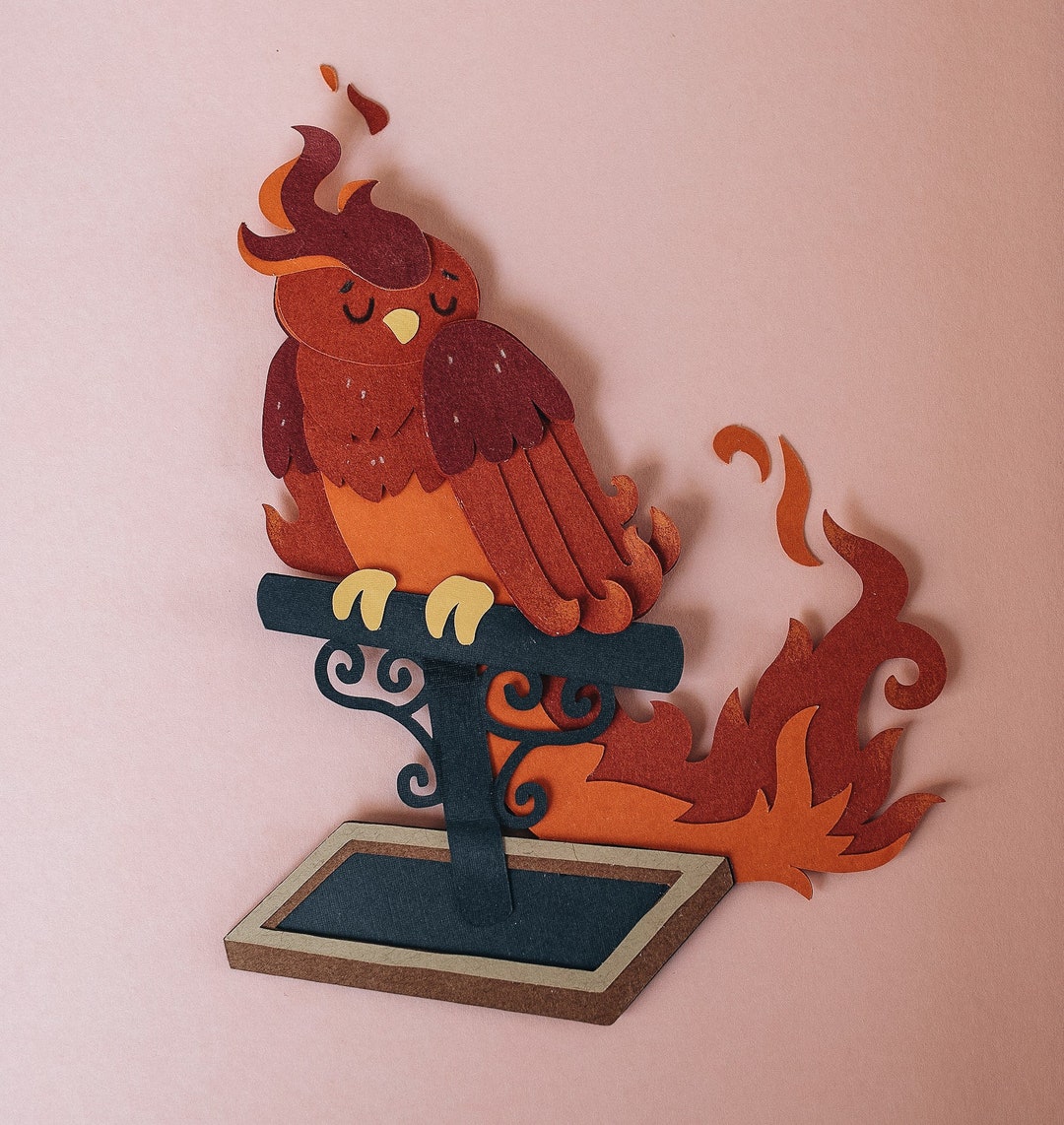 Phoenix SVG | Cozy Fantasy Shadow Box Template | Craft Projects for ...