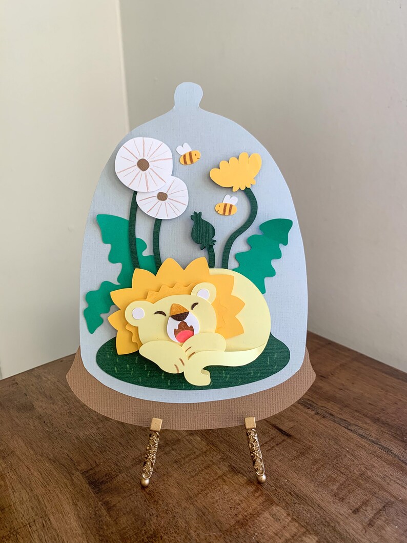 Dandelion Terrarium Kit | Cute Lion SVG | Shadow Box Template | Lion Baby Shower | Paper 3D ...