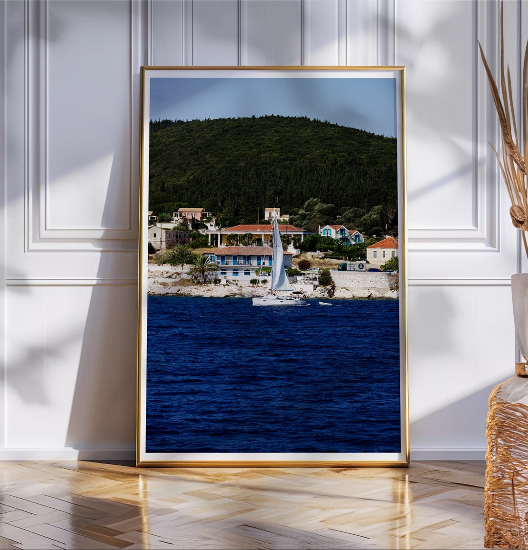 Old Money Aesthetic Print, Old Money Boat Poster, Blue Ocean Wall Art ...