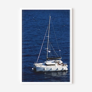 Old Money Aesthetic Print, Old Money Boat Poster, Blue Ocean Wall Art ...