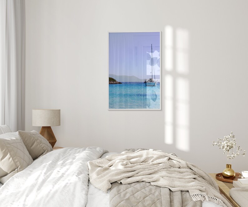 Old Money Aesthetic Print, Old Money Boat Poster, Blue Ocean Wall Art ...