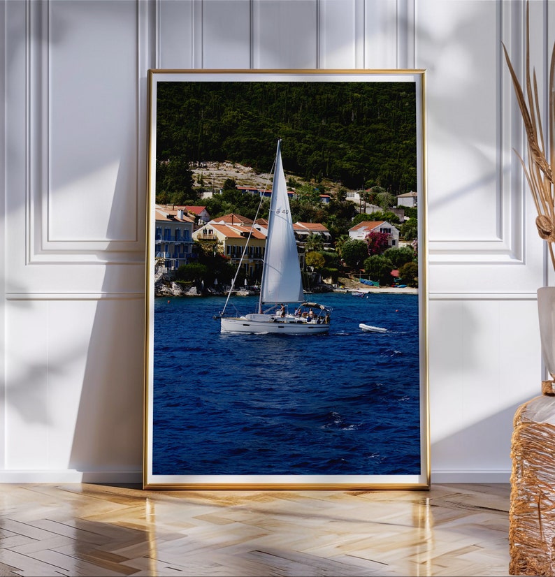 Old Money Aesthetic Print, Old Money Boat Poster, Blue Ocean Wall Art ...