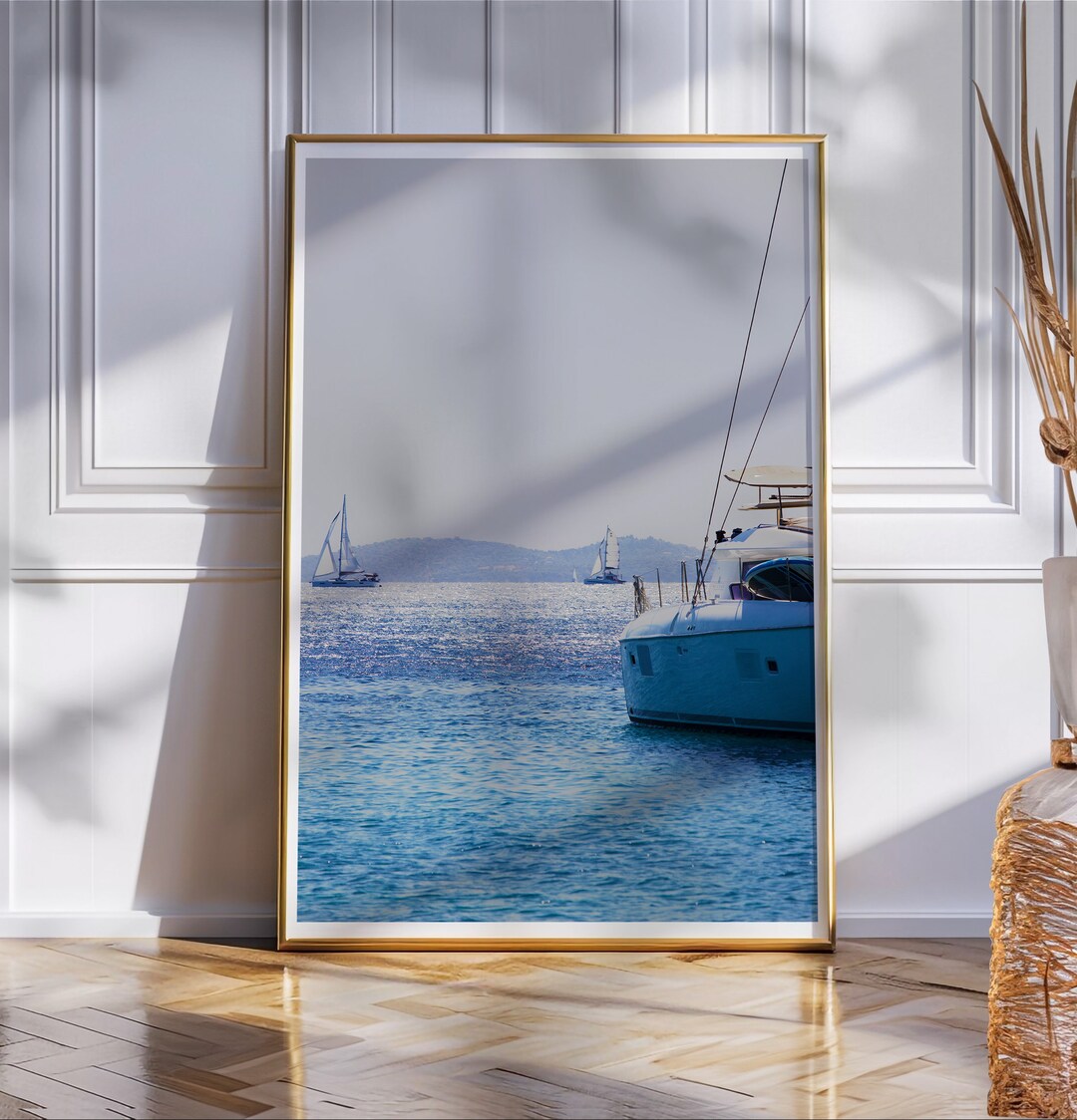 Old Money Aesthetic Print, Old Money Boat Poster, Blue Ocean Wall Art ...