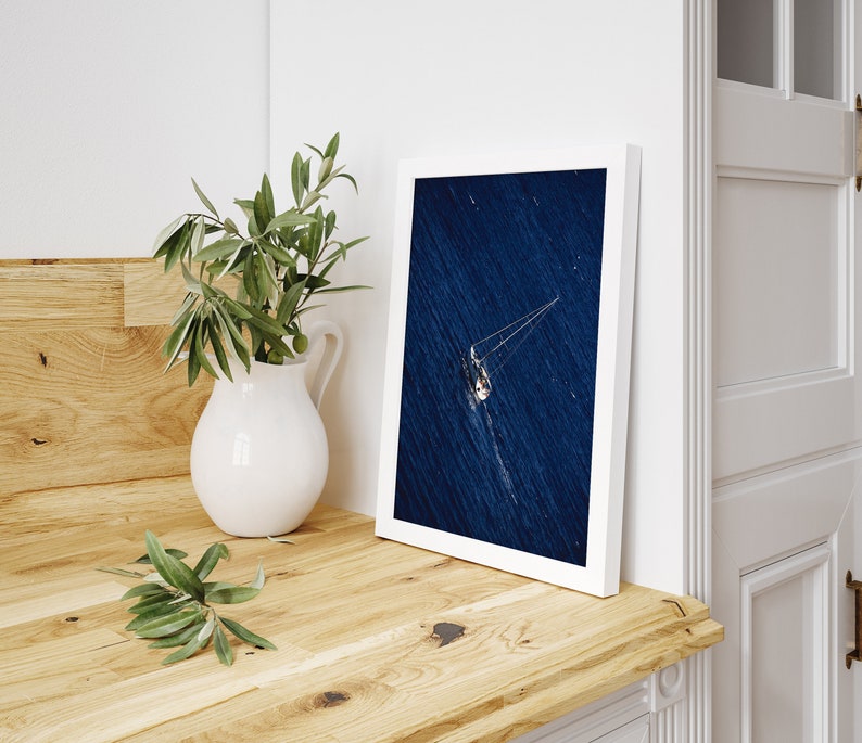 Old Money Aesthetic Print, Old Money Boat Poster, Blue Ocean Wall Art ...