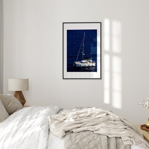 Old Money Aesthetic Print, Old Money Boat Poster, Blue Ocean Wall Art ...