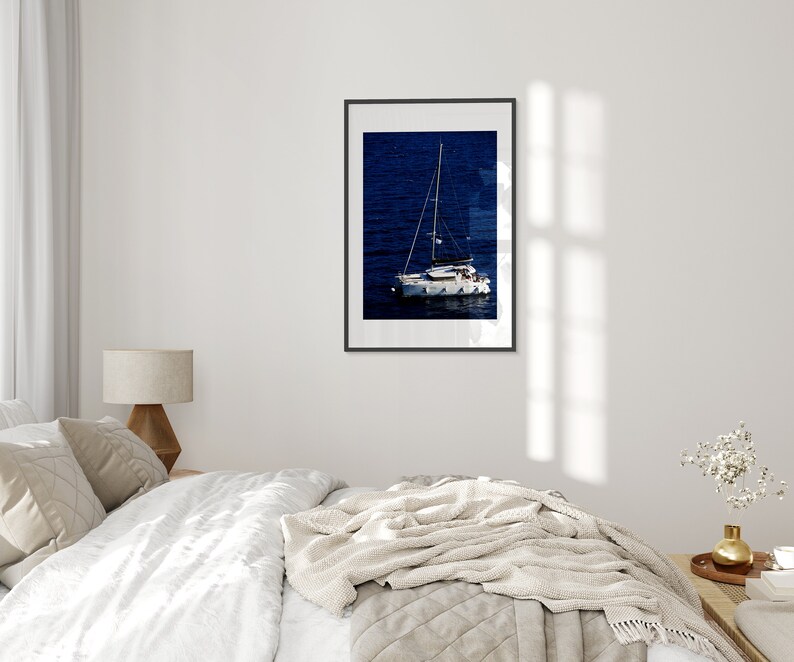 Old Money Aesthetic Print, Old Money Boat Poster, Blue Ocean Wall Art ...