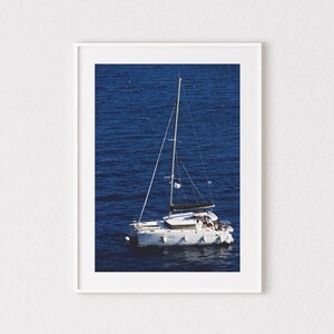 Old Money Aesthetic Print, Old Money Boat Poster, Blue Ocean Wall Art ...