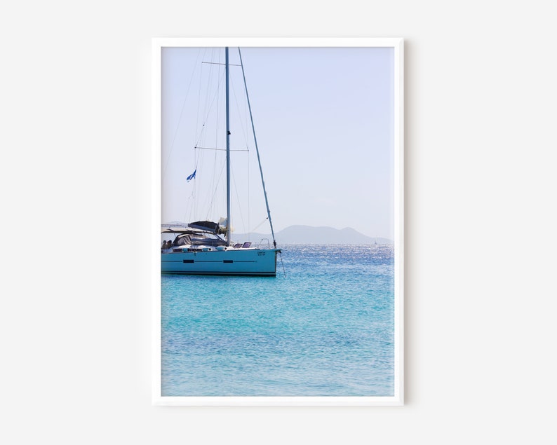 Old Money Aesthetic Print, Old Money Boat Poster, Blue Ocean Wall Art ...