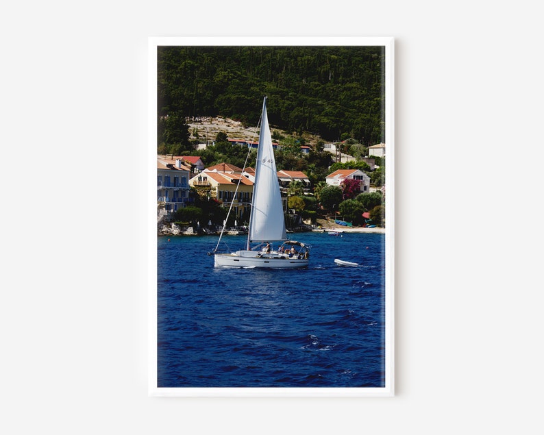 Old Money Aesthetic Print, Old Money Boat Poster, Blue Ocean Wall Art ...