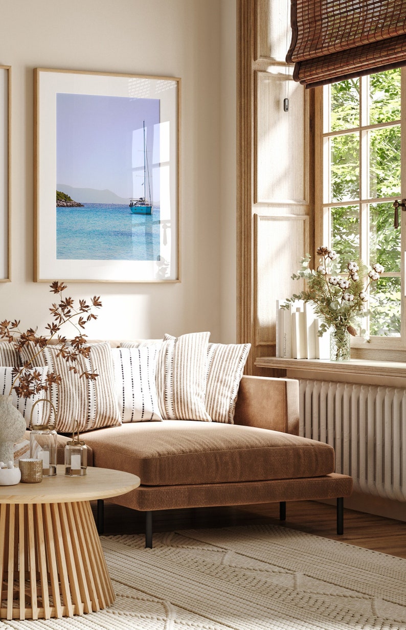 Old Money Aesthetic Print, Old Money Boat Poster, Blue Ocean Wall Art ...