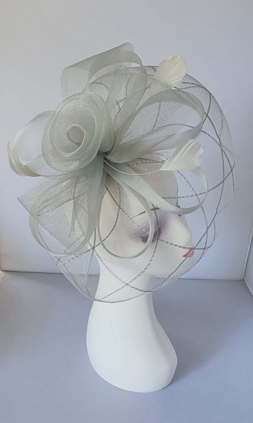 New Light Grey Colour Fascinator With Feathers, Headband and Clip for ...
