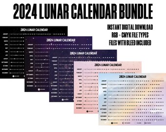 2024 Lunar Calendar With Phases - Etsy