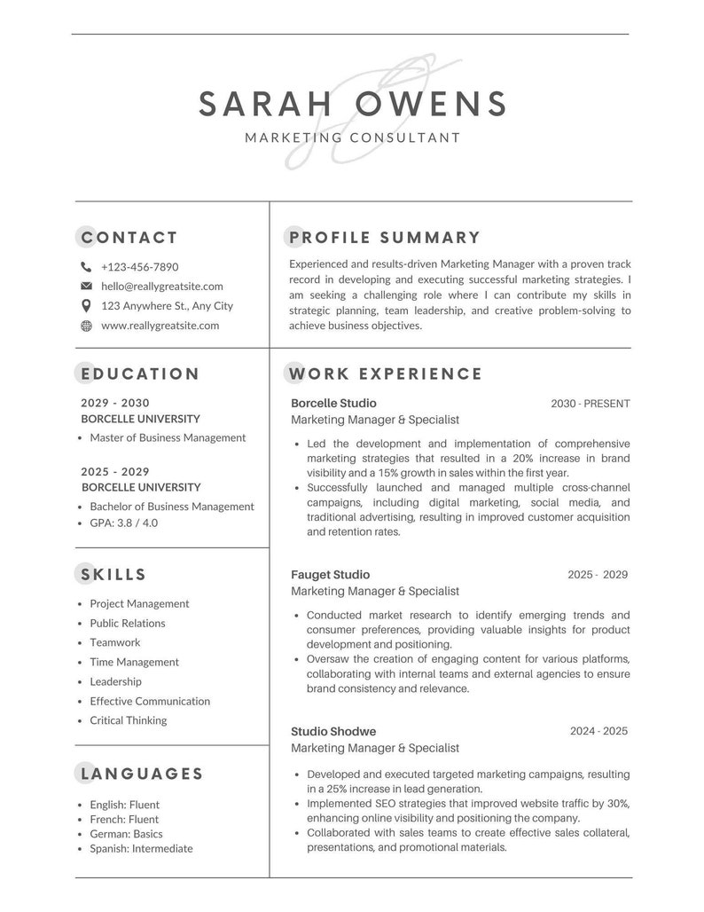 Aesthetic Resume Template | Sarah Owens Template Style - Etsy