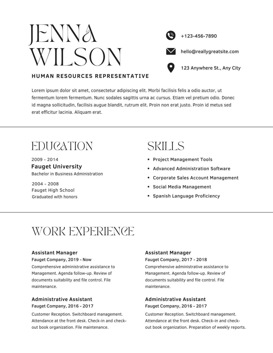 Aesthetic Resume Template | Jenna Wilson Template Style - Etsy