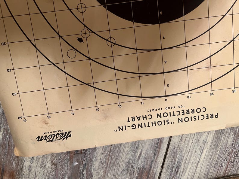 Vintage 1952 Winchester Western 100 Yard Sighting-in Chart 100 Yd ...