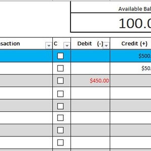 Budget Template- Check Register- Download for Excel - Etsy