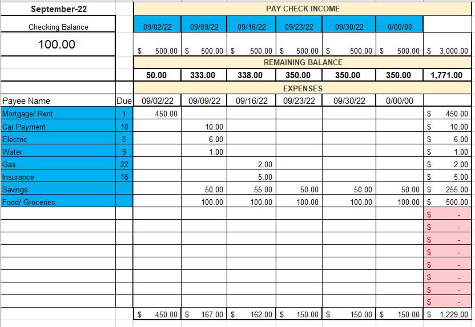Budget Template- Check Register- Download for Excel - Etsy