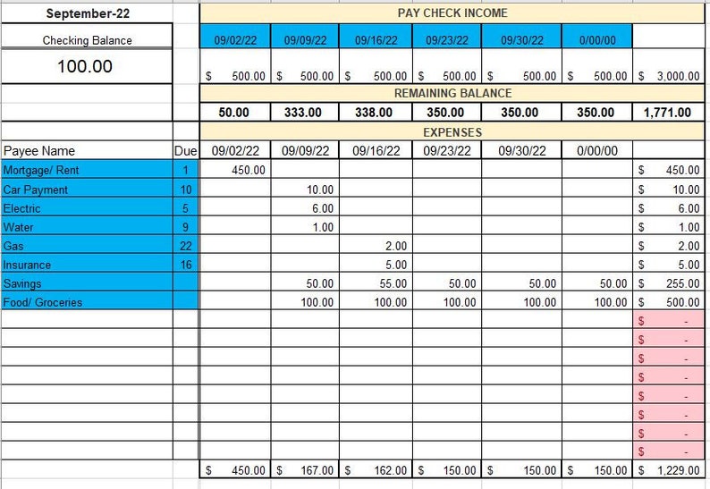 Budget Spreadsheet- Check Register- Download for Excel - Etsy