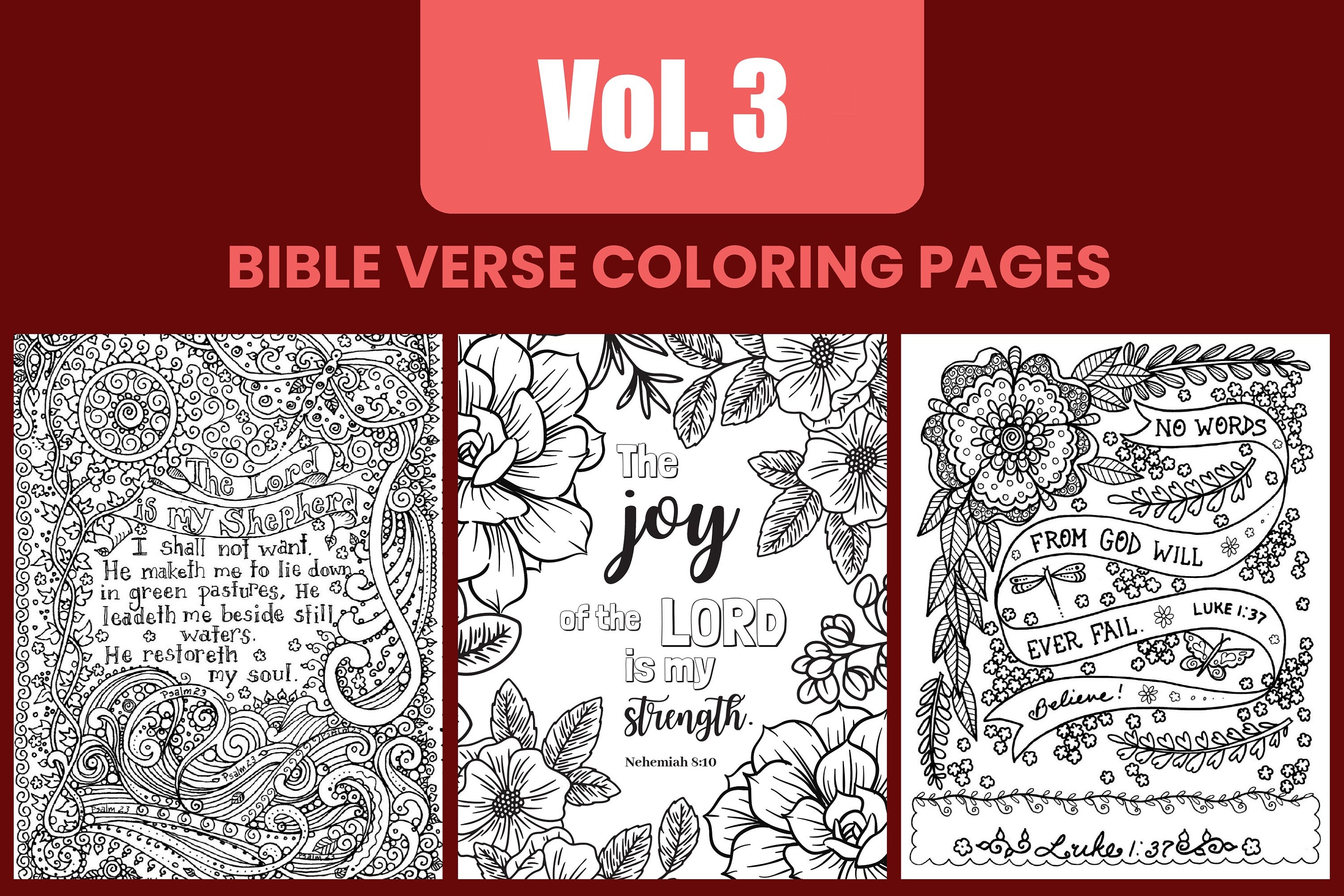 10 Coloring Bible Verses VOL III - Etsy