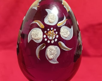 Ferro & Lazzarini Murano Ruby Red Glass Egg Paperweight Hand Painted - Etsy