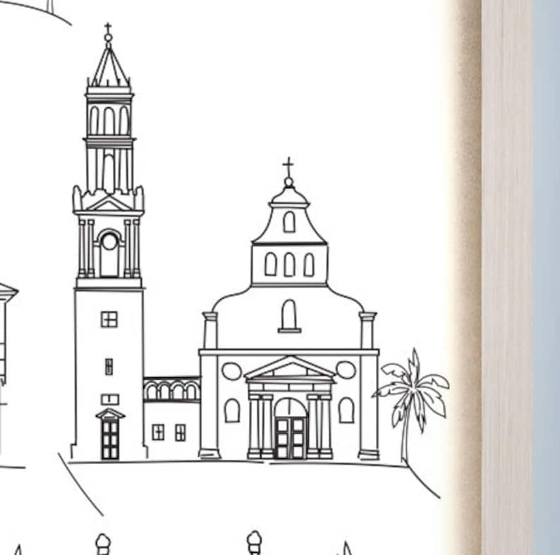 Sketched City Drawing of St. Augustine, Florida - Etsy