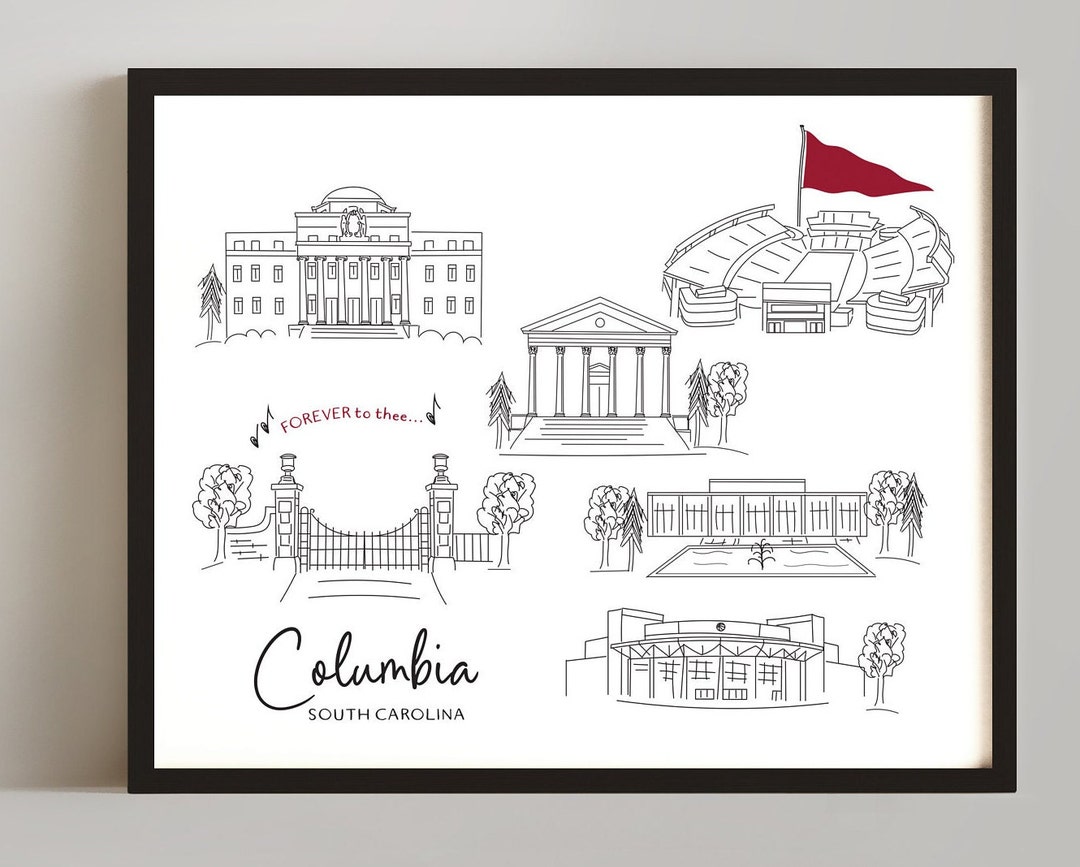 Sketch Drawing of Columbia, South Carolina Art Print - Etsy