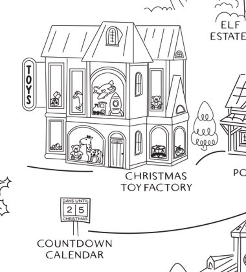 Hand Sketch Drawing of the North Pole - Santa's Land - Etsy