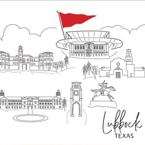 Sketched Drawing of Lubbock, Texas Art Print - Etsy