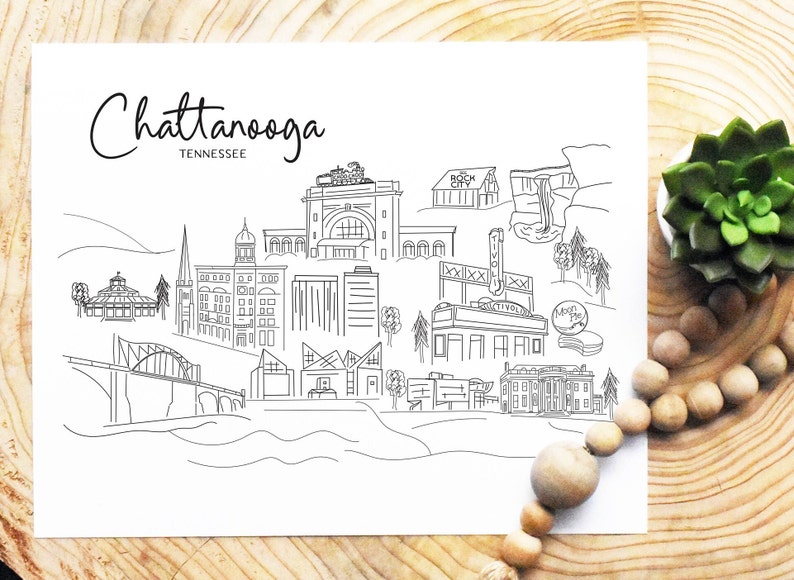 Sketch Print of Chattanooga, TN Points of Interest - Etsy