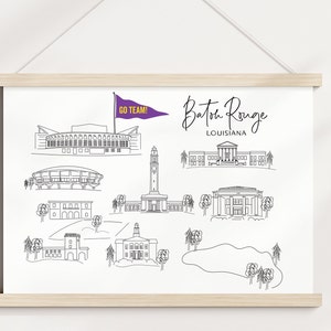 Hand Sketched Drawing of LSU Campus Highlights - Etsy