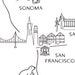 Sketched Map of the State of California With Points of Interest - Etsy