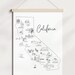 Sketched Map of the State of California With Points of Interest - Etsy