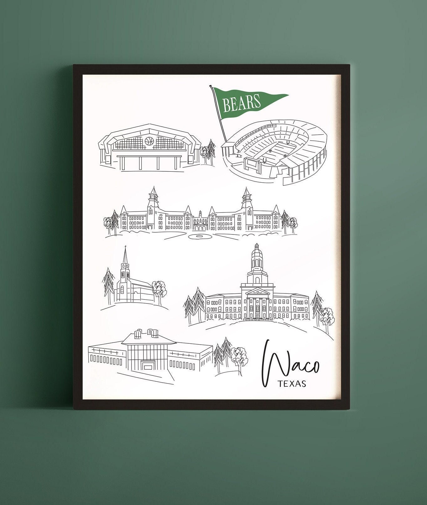 Sketch of Baylor University Art Print - Etsy