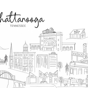 Sketch Print of Chattanooga, TN Points of Interest - Etsy