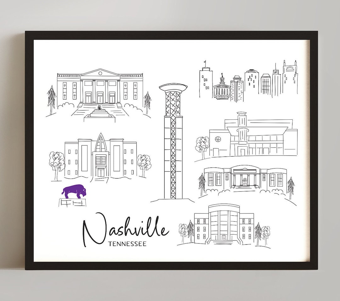 Sketched Drawing of Nashville, TN Art Print - Etsy